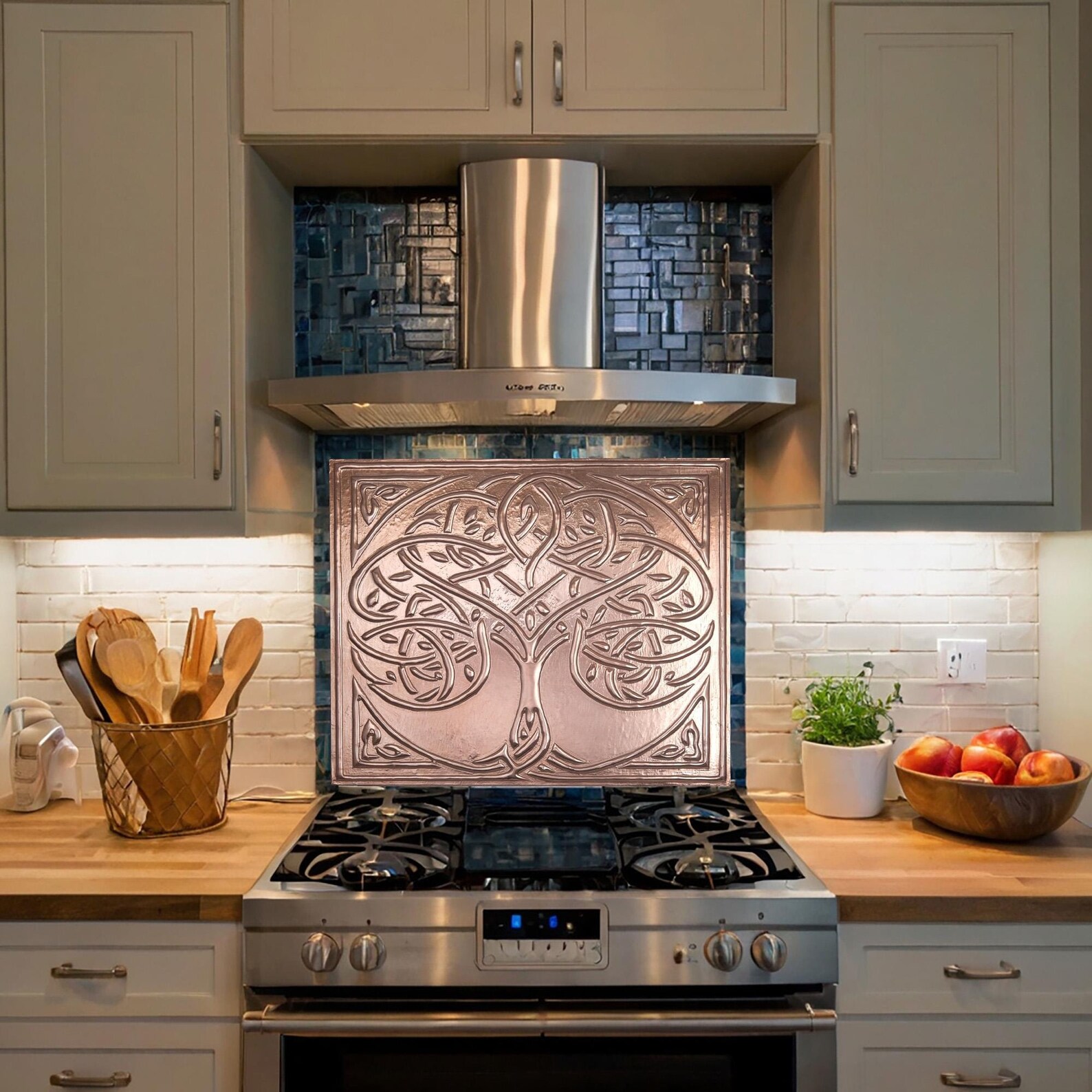 Copper Tile, Handmade, Tree of Life, Kitchen Backsplash Tile, Indoor ...