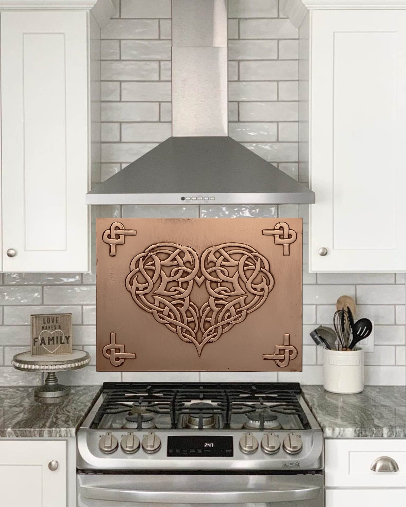 Heart Kitchen Copper Backsplash Handmade Copper Tile Indoor and Outdoor ...