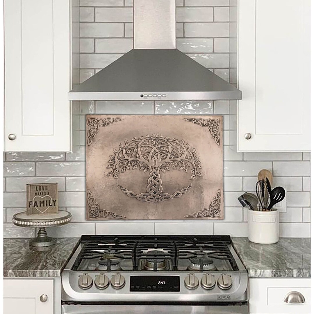 Kitchen Backsplash Celtic Tree of Life Handmade Copper Tile Indoor and ...