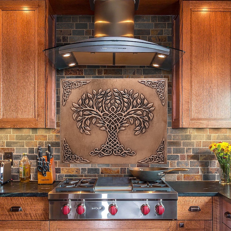 Copper Decor, Celtic Tree of Life, Handmade Kitchen Backsplash, Wall ...