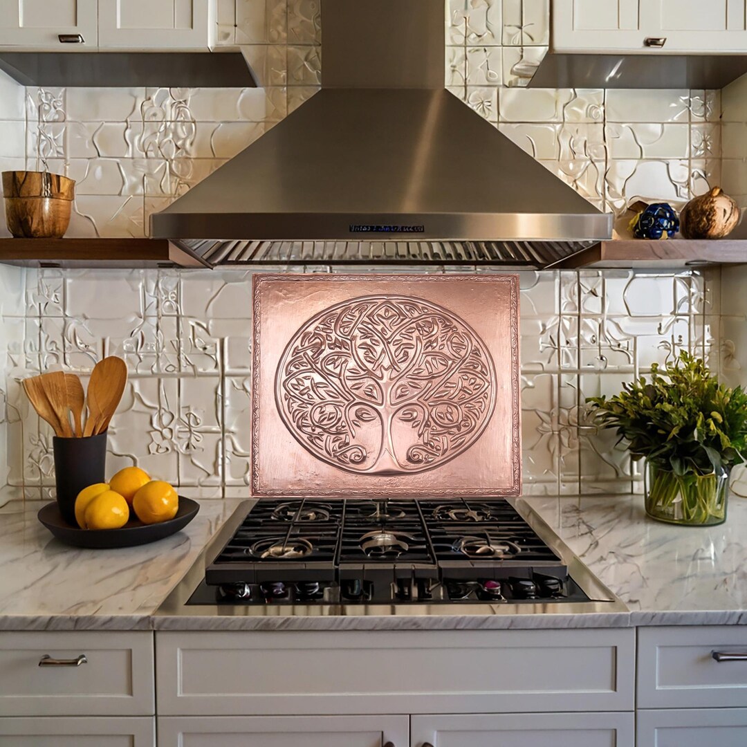 Tree of Life, Handmade, Kitchen Backsplash Tile, Copper Tile, Indoor ...