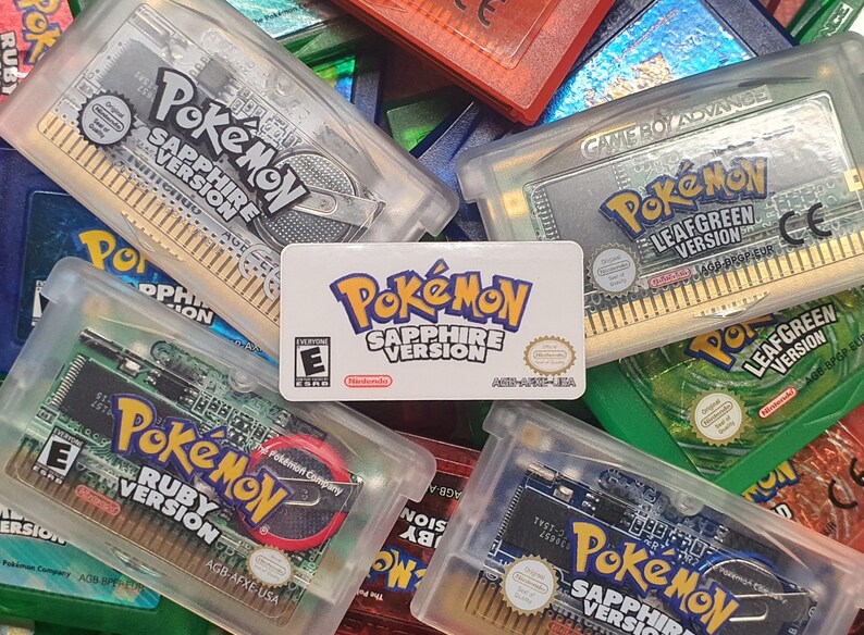 Gameboy Pokemon Emerald, Ruby & Sapphire Cartridge Replacement Sticker ...