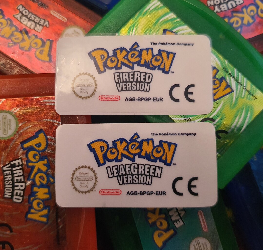Gameboy Pokemon Firered & Leafgreen Cartridge Replacement Sticker clear ...