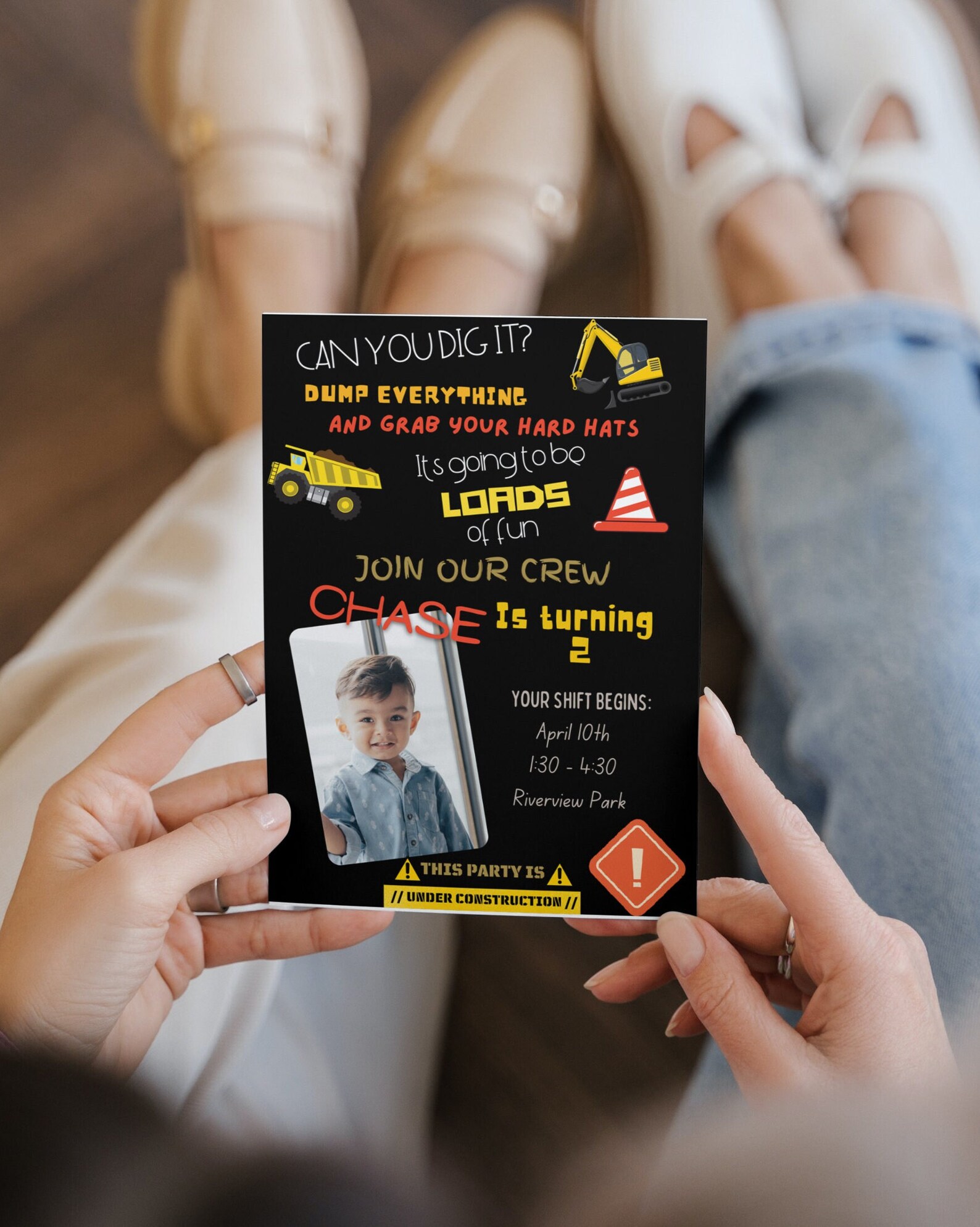 Construction Party Invitation, Construction 2nd Birthday Party, DIY ...