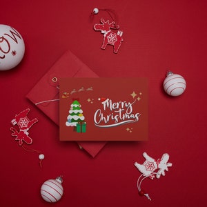 Printable Christmas Tree Christmas Card, Merry Christmas Card, Happy ...
