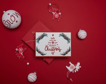 Printable Christmas Tree Christmas Card, Merry Christmas Card, Happy ...