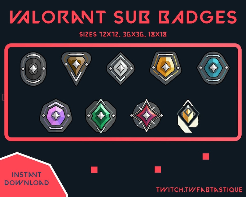 9x Valorant Sub Badges Twitch | Valorant Ranked Badges | Twitch ...