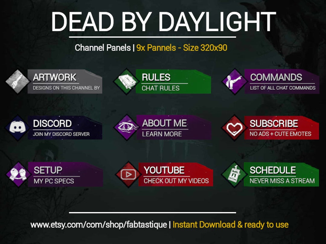 9x Dead by Daylight Twitch Panels DBD Panels Twitch Stream Youtube ...