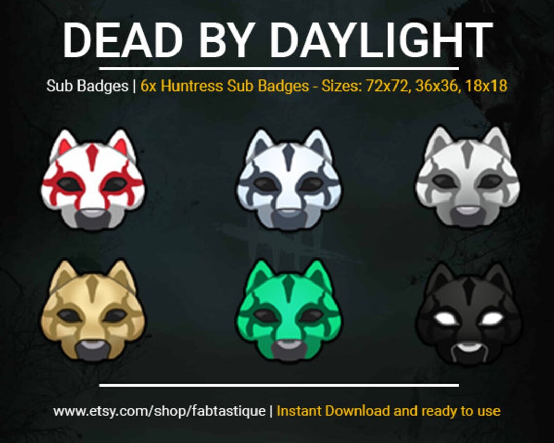 6x Huntress Mask Sub Badges Dead by Daylight Twitch | Dead by Daylight ...