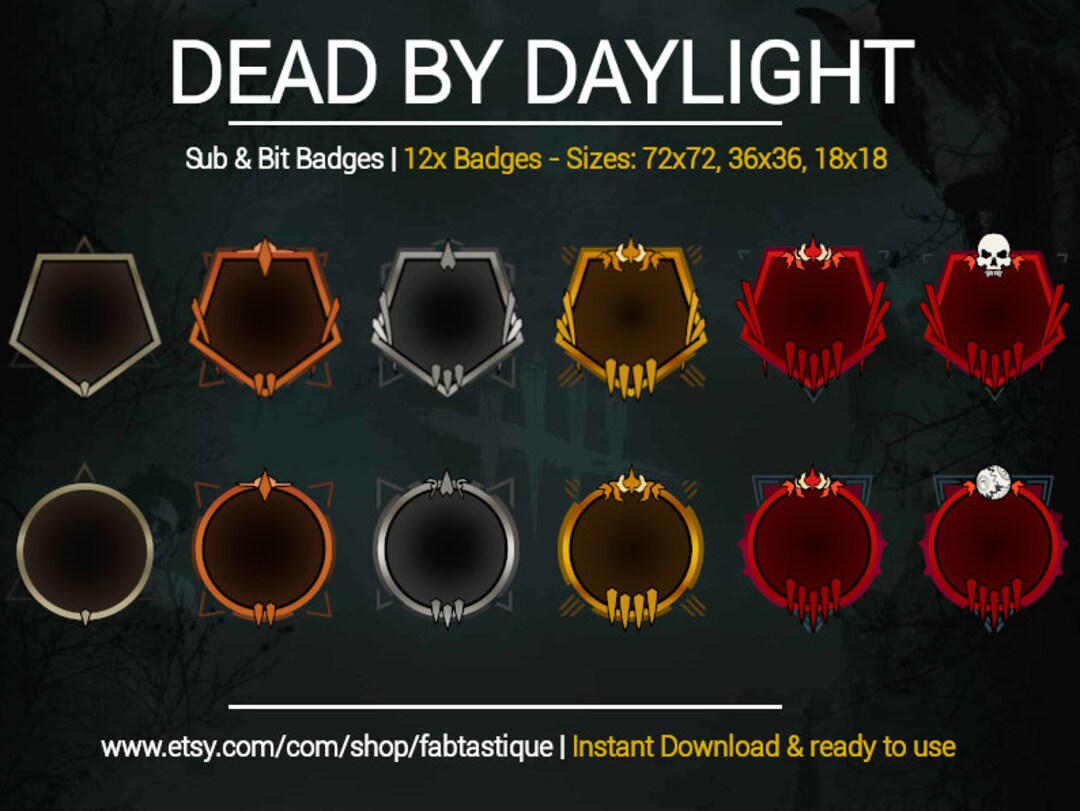 12x Dead by Daylight Sub Badges Twitch DBD Survivor Rank Badges Twitch ...