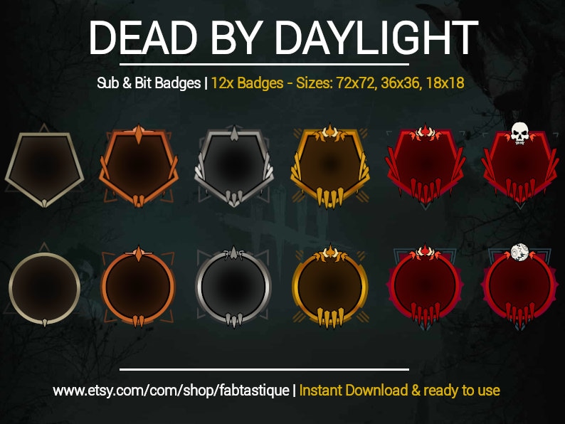 12x Dead by Daylight Sub Badges Twitch | DBD Survivor Rank Badges ...
