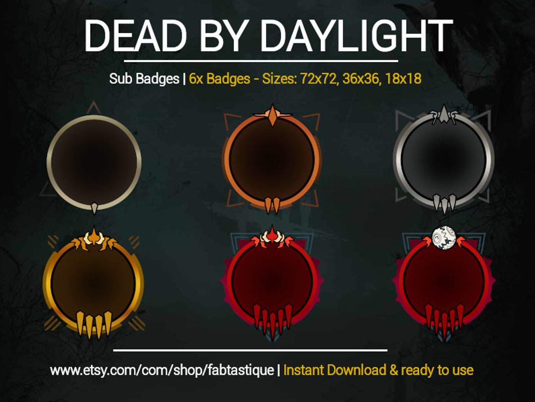 6x Dead by Daylight Sub Badges Twitch | DBD Survivor Rank Badges ...