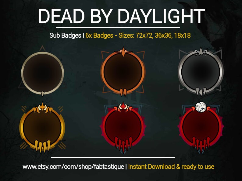 6x Dead by Daylight Sub Badges Twitch | DBD Survivor Rank Badges ...