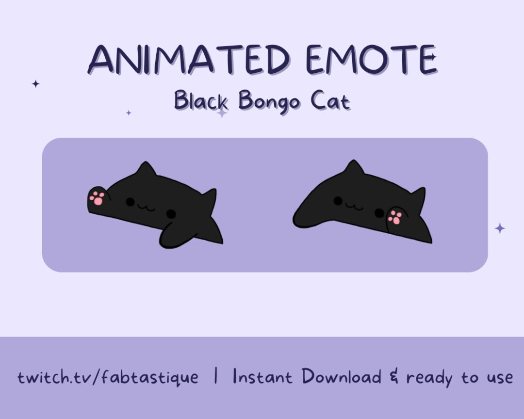 Black Animated Bongo Cat Emote | Animated Cat Emote Twitch, Discord ...