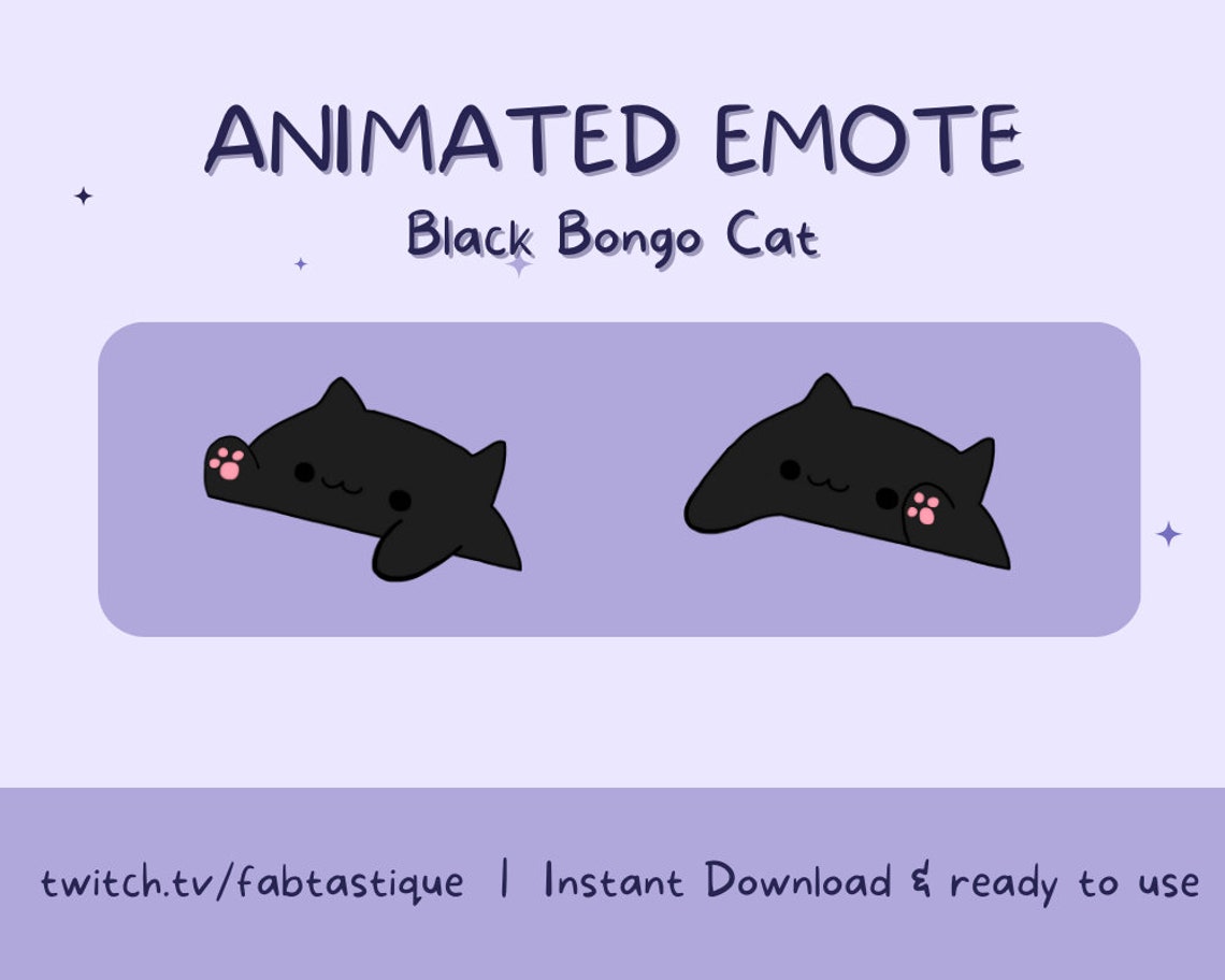 Black Animated Bongo Cat Emote | Animated Cat Emote Twitch, Discord ...