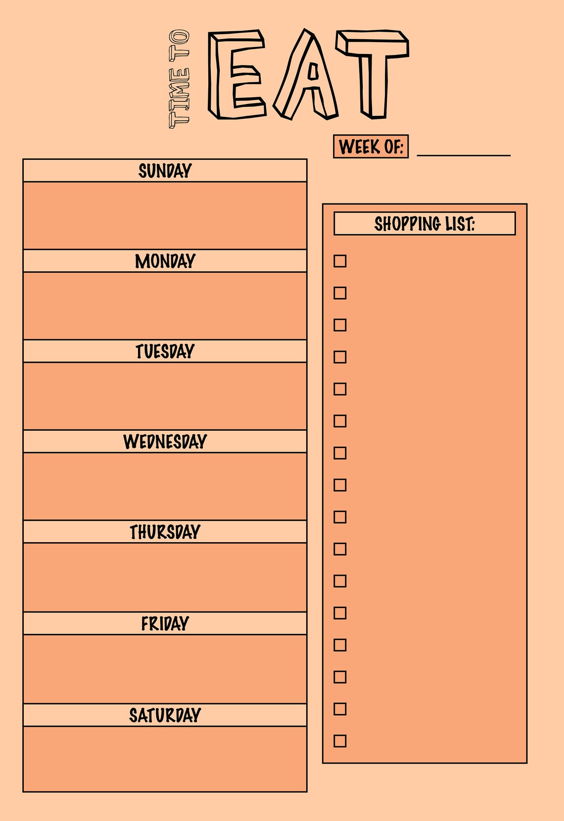Meal Prep Template - Etsy