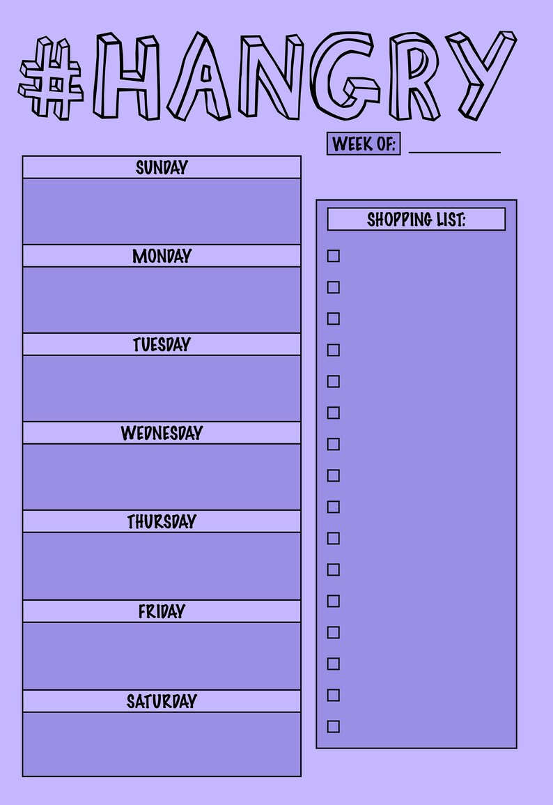 Meal Prep Template Etsy