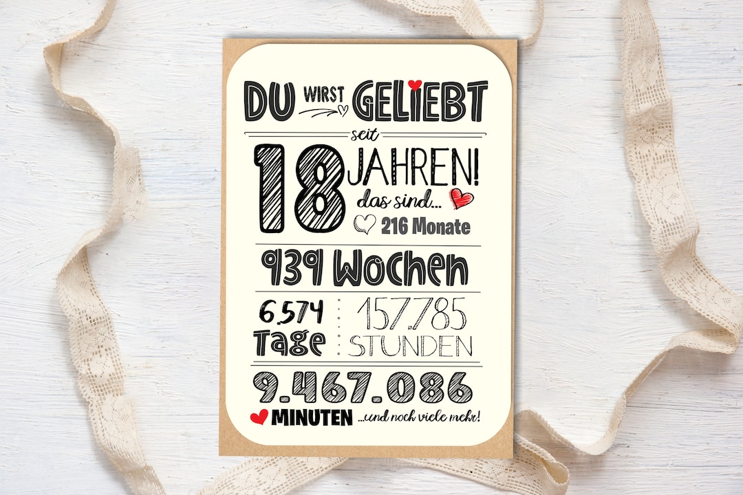 Verwunderlich 18 Geburtstag Karte Schreiben Ebenbild