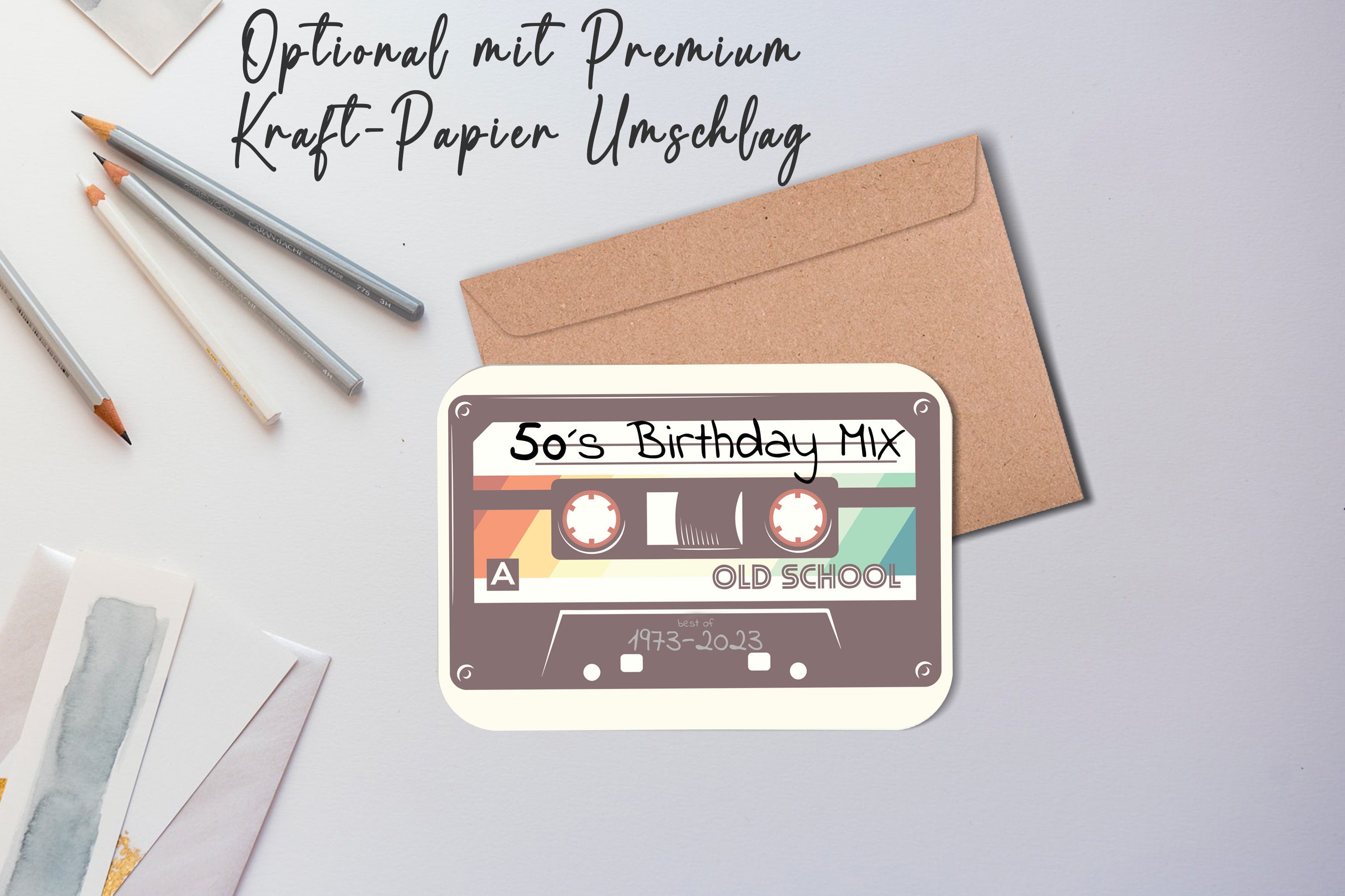 Retro Card for the 50th Birthday Cassette Greeting Card - Etsy