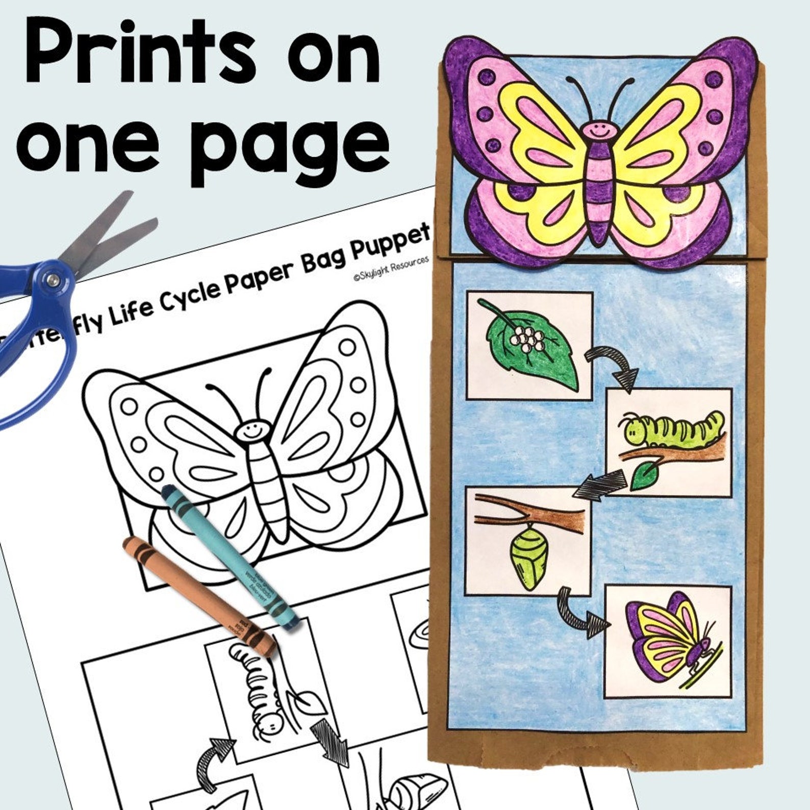 Life Cycle of a Butterfly Paper Bag Puppet | Science Craft Activity for ...