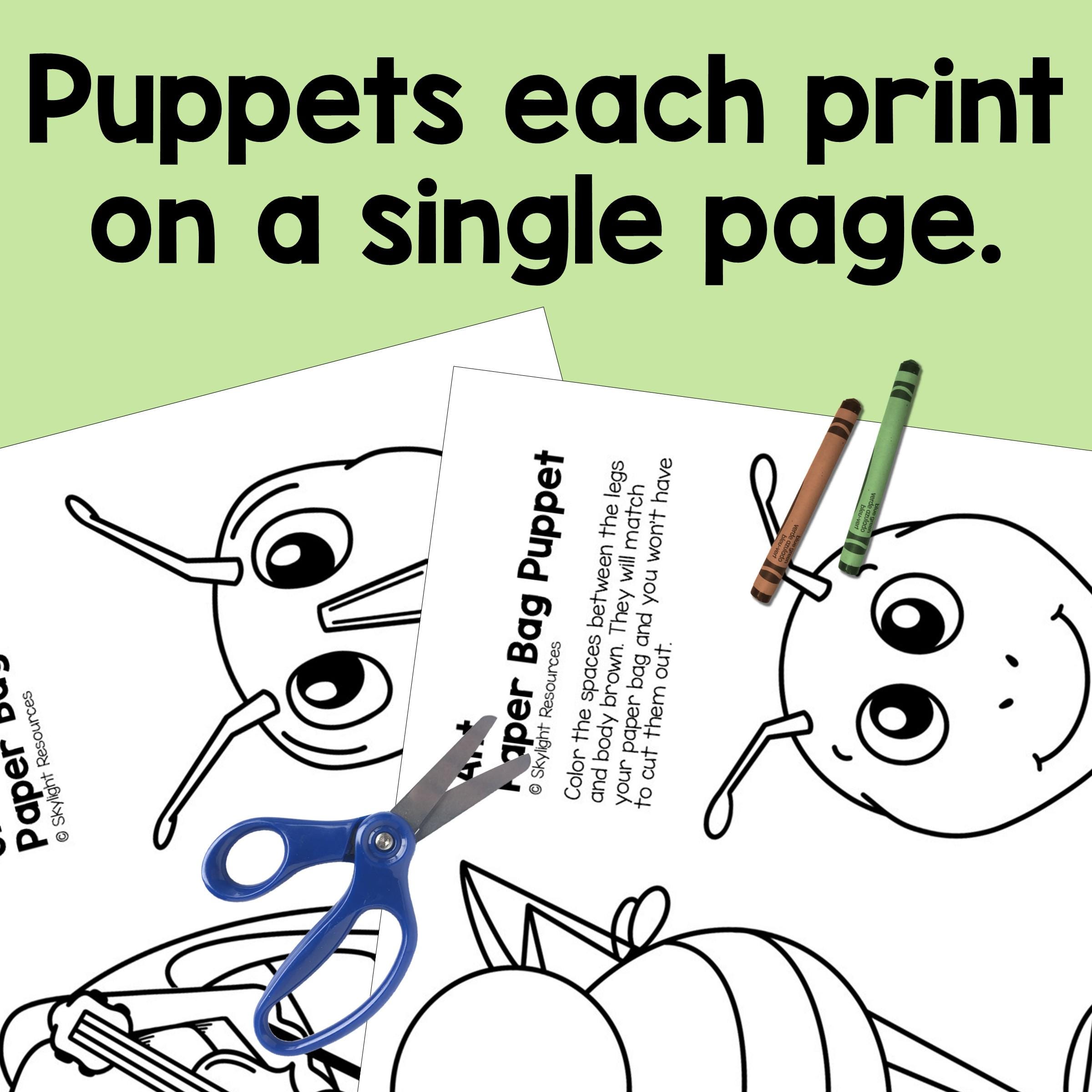 Aesop's Fables Ant and Grasshopper Paper Bag Puppets Kids Reading Time ...