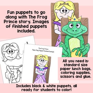 The Frog Prince Story Fun Paper Bag Puppet Craft Activity for Kids - Etsy