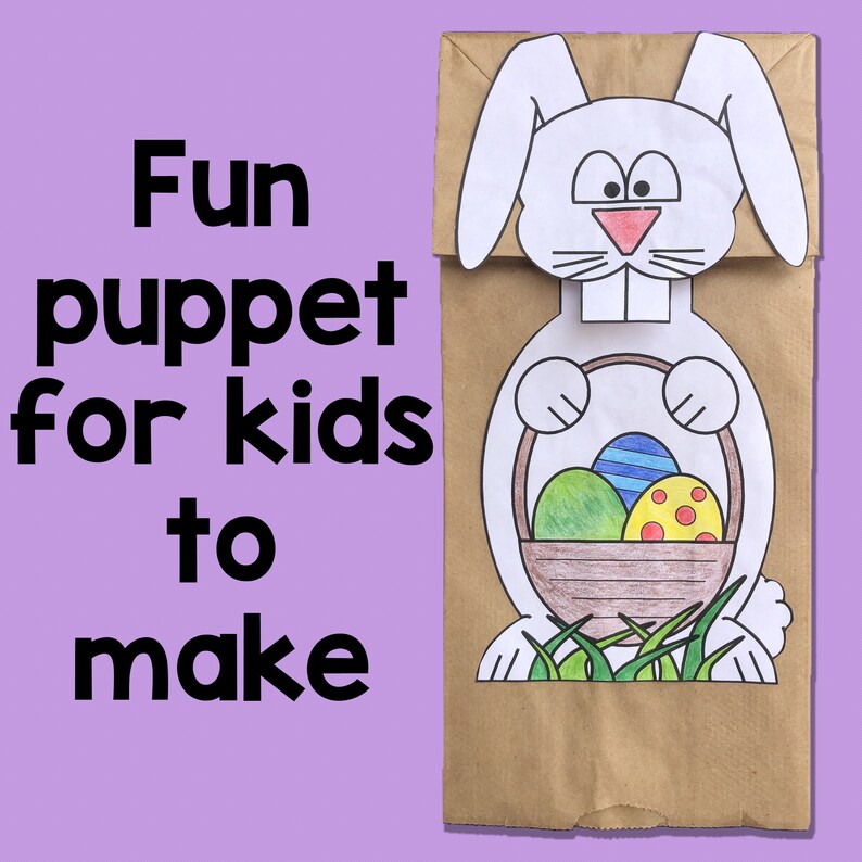 Easter Bunny Paper Bag Puppet Kids Craft Activity for School or Home - Etsy