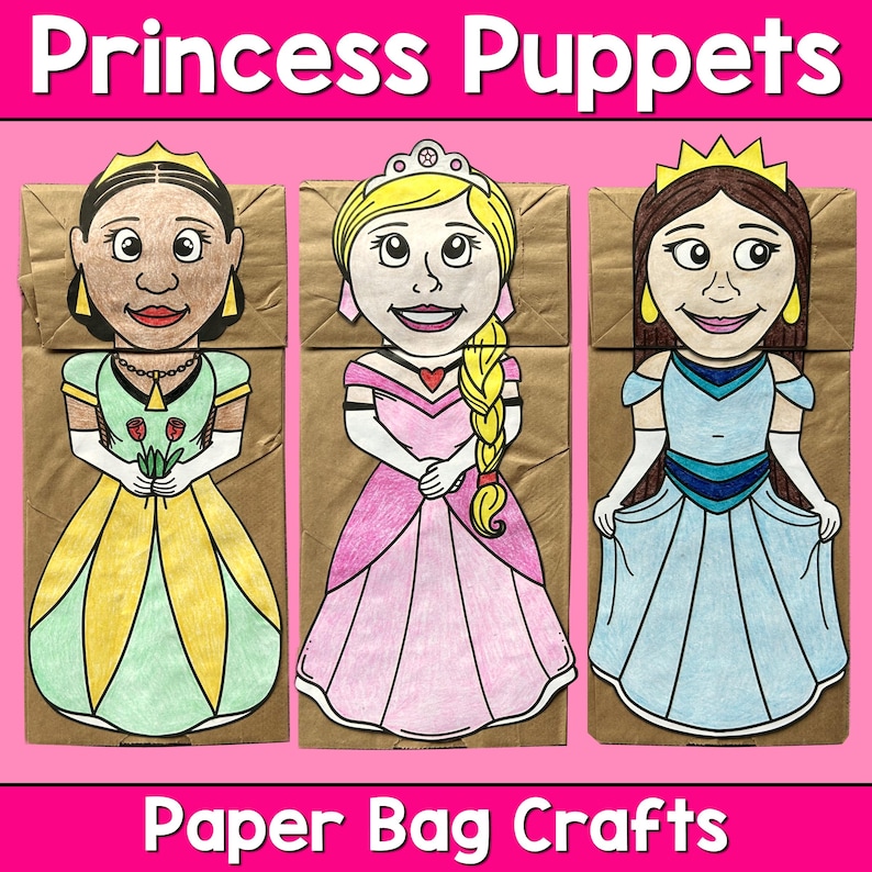 Princess Paper Bag Puppets | Fun Craft Activity for Kids - Etsy