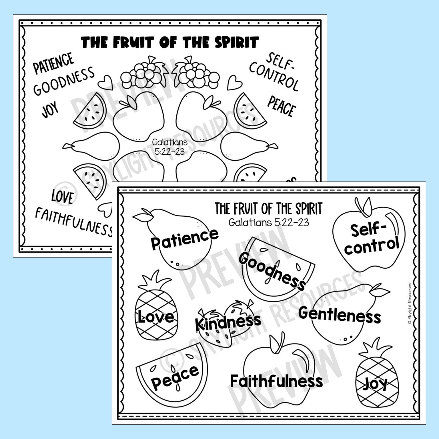 Fruit of the Spirit Bible Verse Coloring Sheets Christian Kids Coloring ...