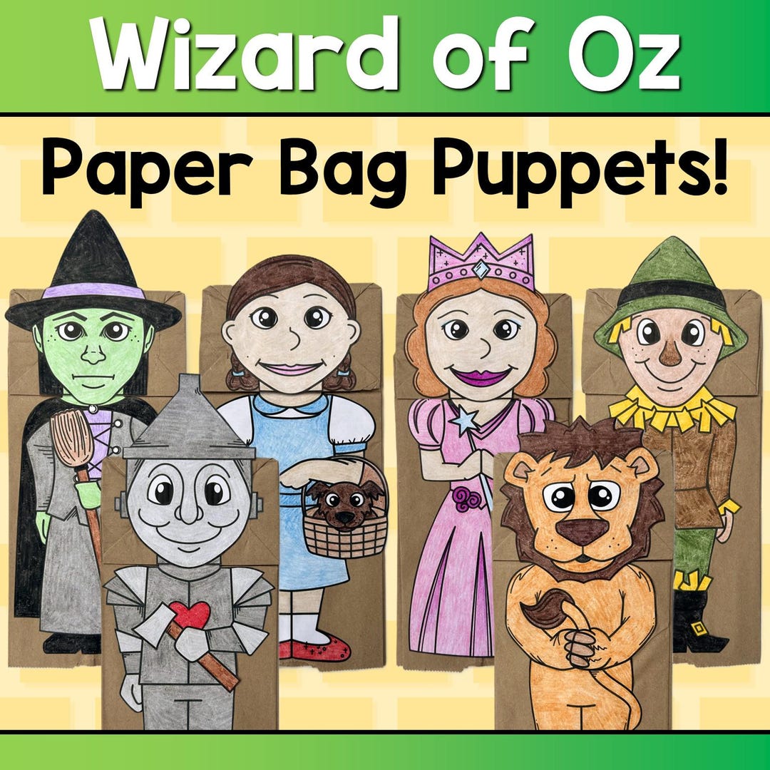 Wizard of Oz Paper Bag Puppets, Fun Craft Activity With Wicked Witch ...