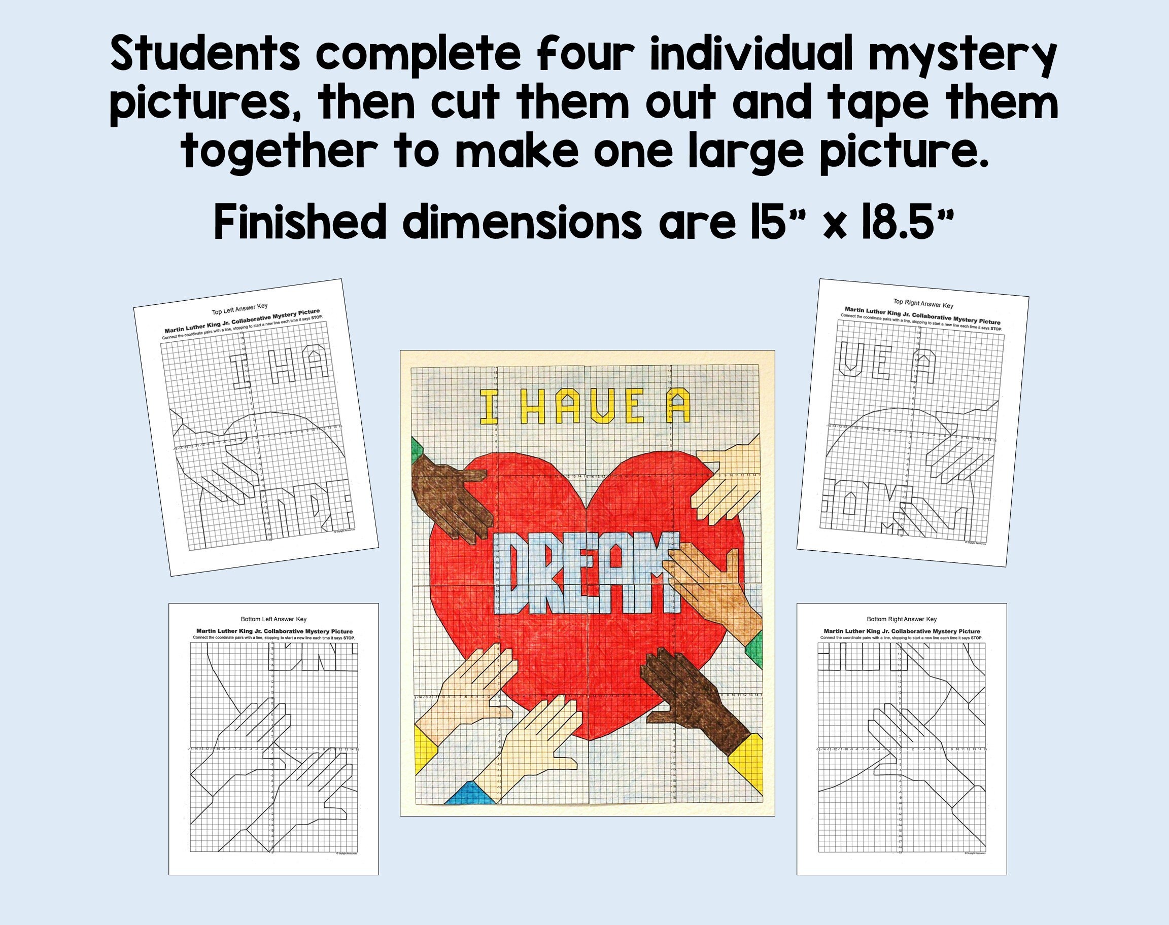 Collaborative Martin Luther King Jr Coordinate Plane Graphing Picture