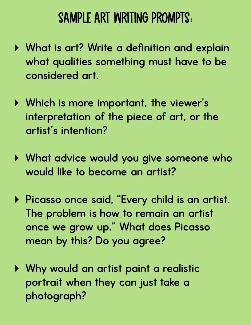 Art Themed Writing Prompts for the Classroom | Journaling - Etsy