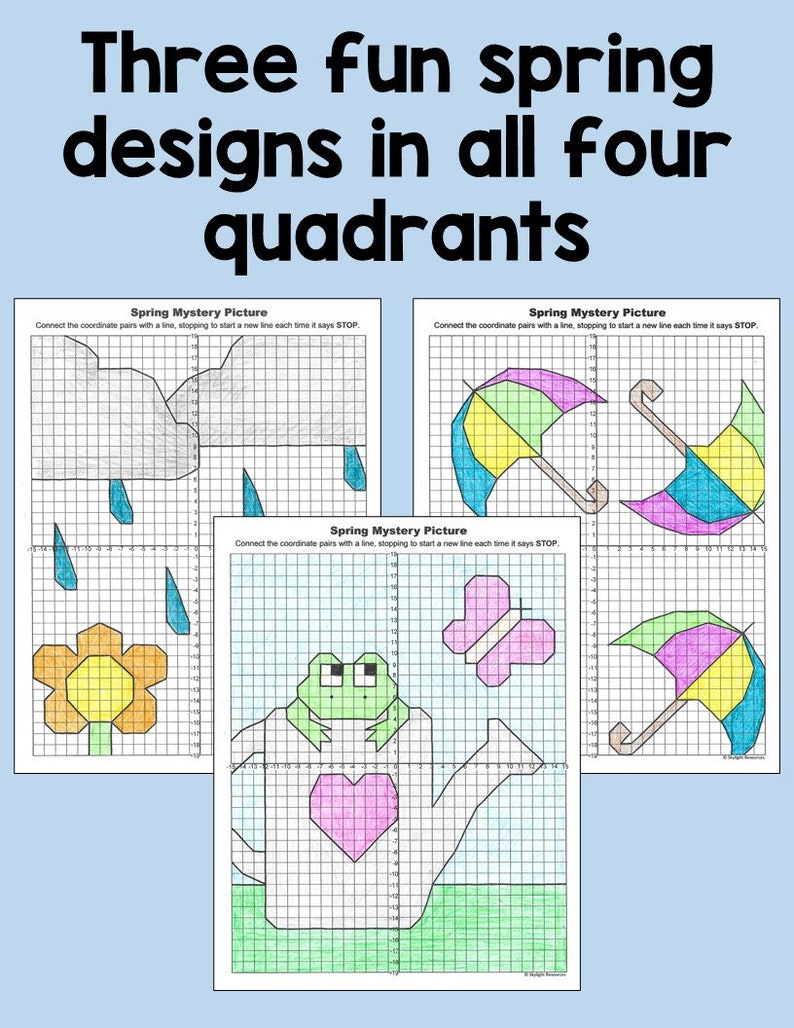 Spring Coordinate Plane Graphing Pictures Four Quadrant Math Activity ...