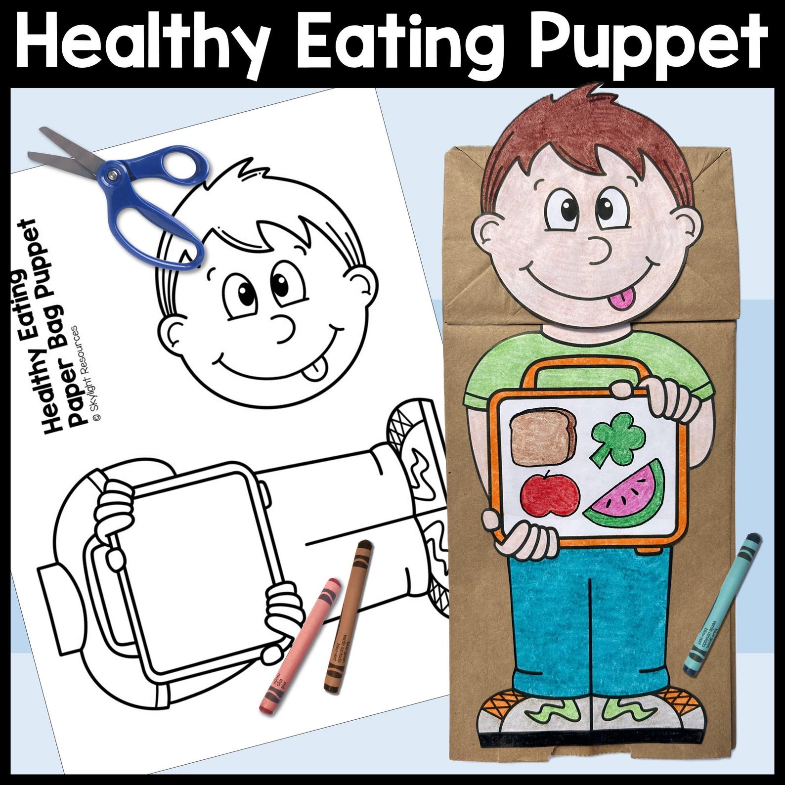 Healthy Eating Fun Paper Bag Puppet | Healthy Food Choices Craft ...