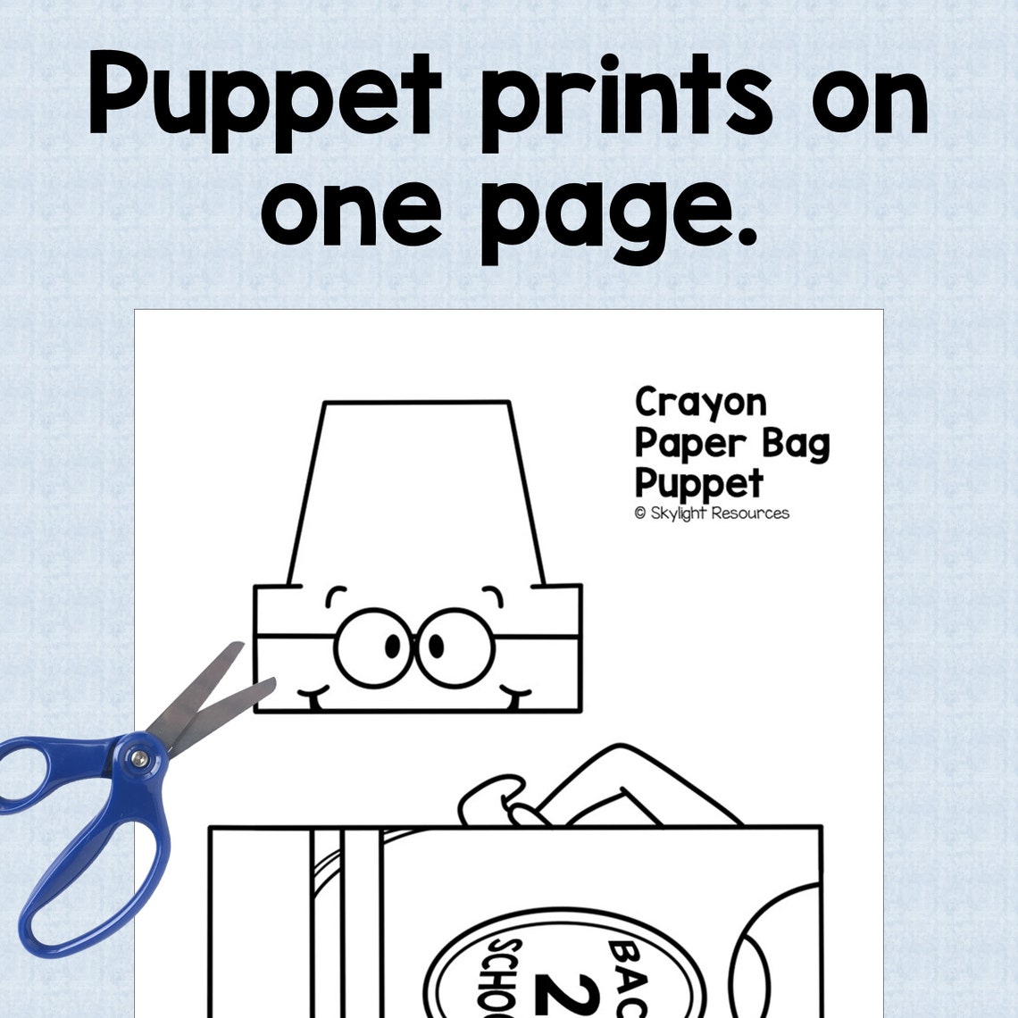 Back to School Paper Bag Puppet | Fun Crayon Kids Craft Activity - Etsy