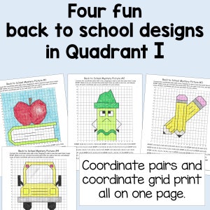 Back to School Coordinate Plane Mystery Pictures in Quadrant I - Etsy