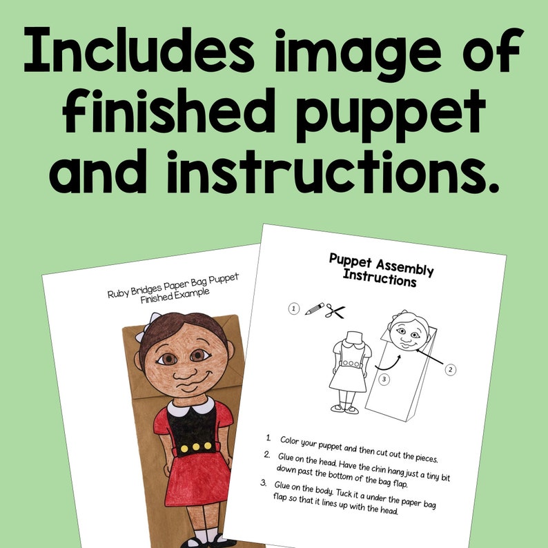 Black History Month | Ruby Bridges Puppet Craft Activity for Kids - Etsy