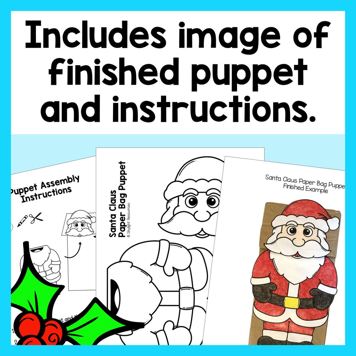 Santa Claus Paper Bag Puppet Christmas Craft Activity for Kids - Etsy