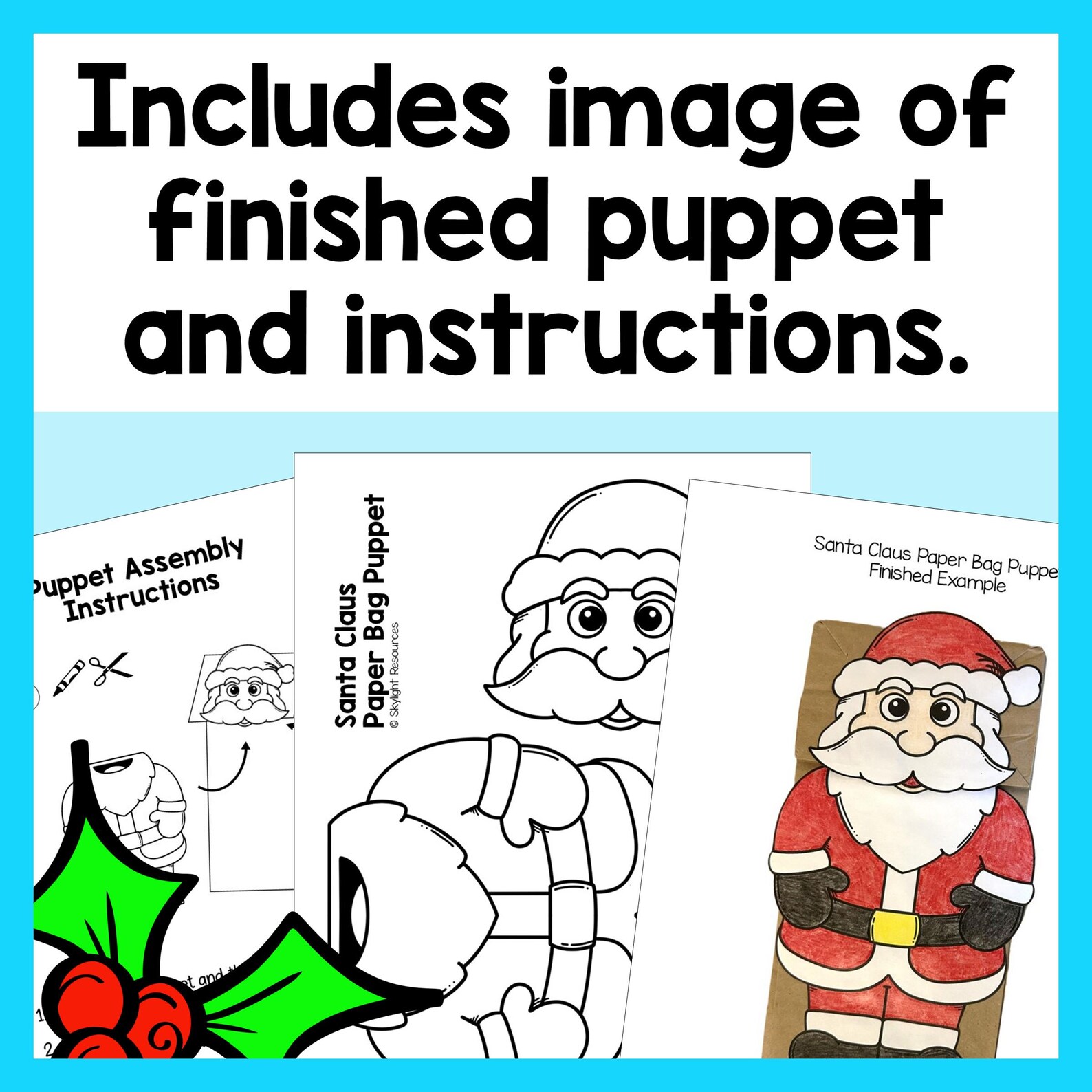 Santa Claus Paper Bag Puppet Christmas Craft Activity for Kids - Etsy