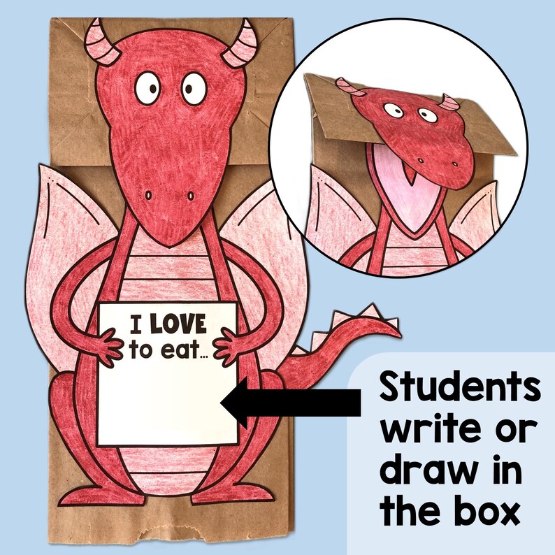 Dragons Love to Eat | Paper Bag Puppet Craft for Kids | Classroom or ...
