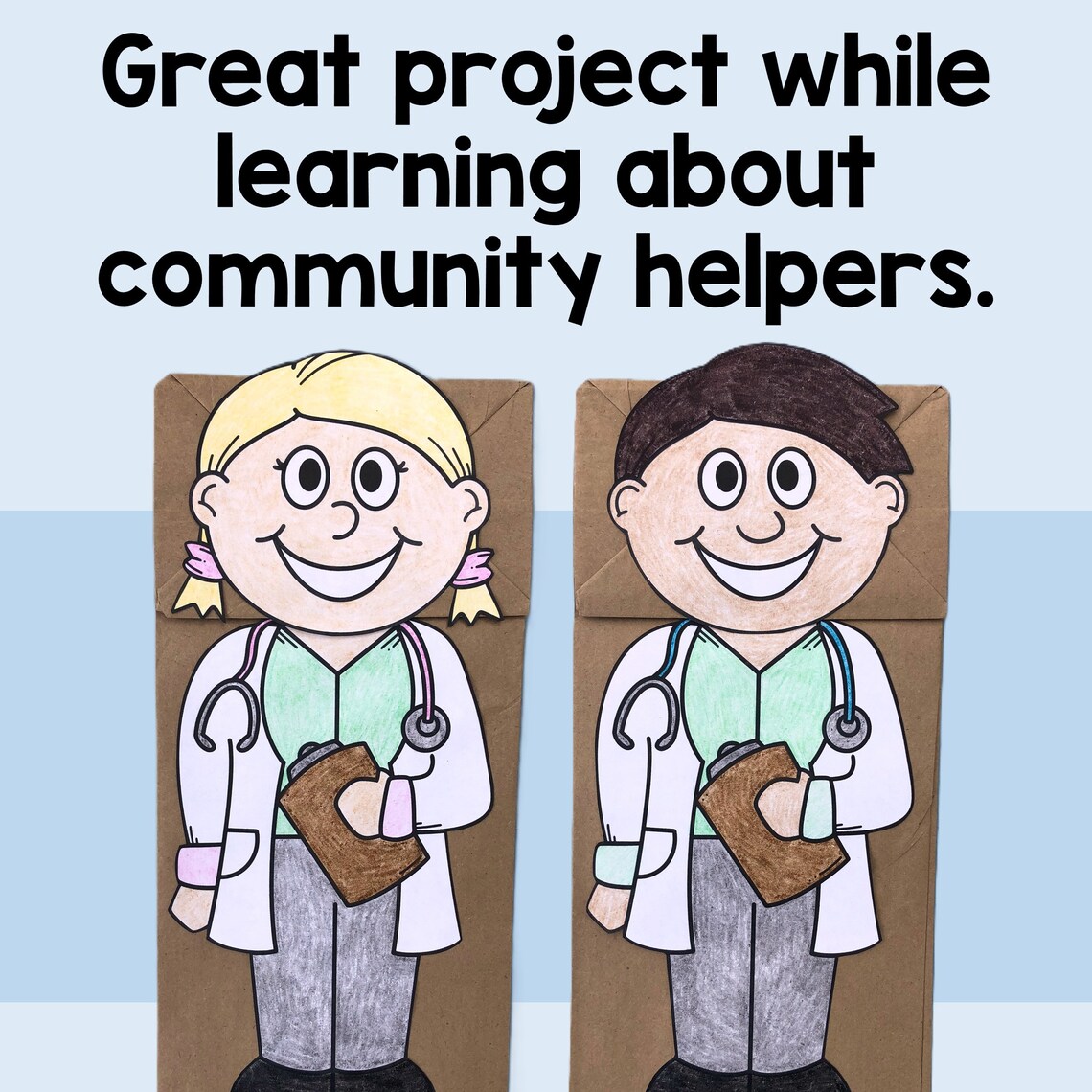Doctor Paper Bag Puppet | Fun Community Helper Craft Activity for Kids ...