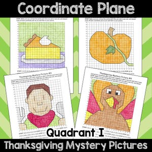 Thanksgiving Coordinate Plane Math Mystery Pictures in Quadrant I - Etsy
