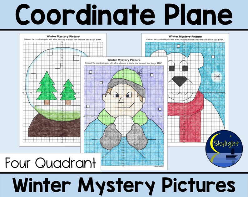 Winter Coordinate Plane Graphing Pictures in Four Quadrants - Etsy