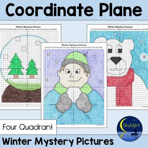 Winter Coordinate Plane Graphing Pictures in Four Quadrants - Etsy