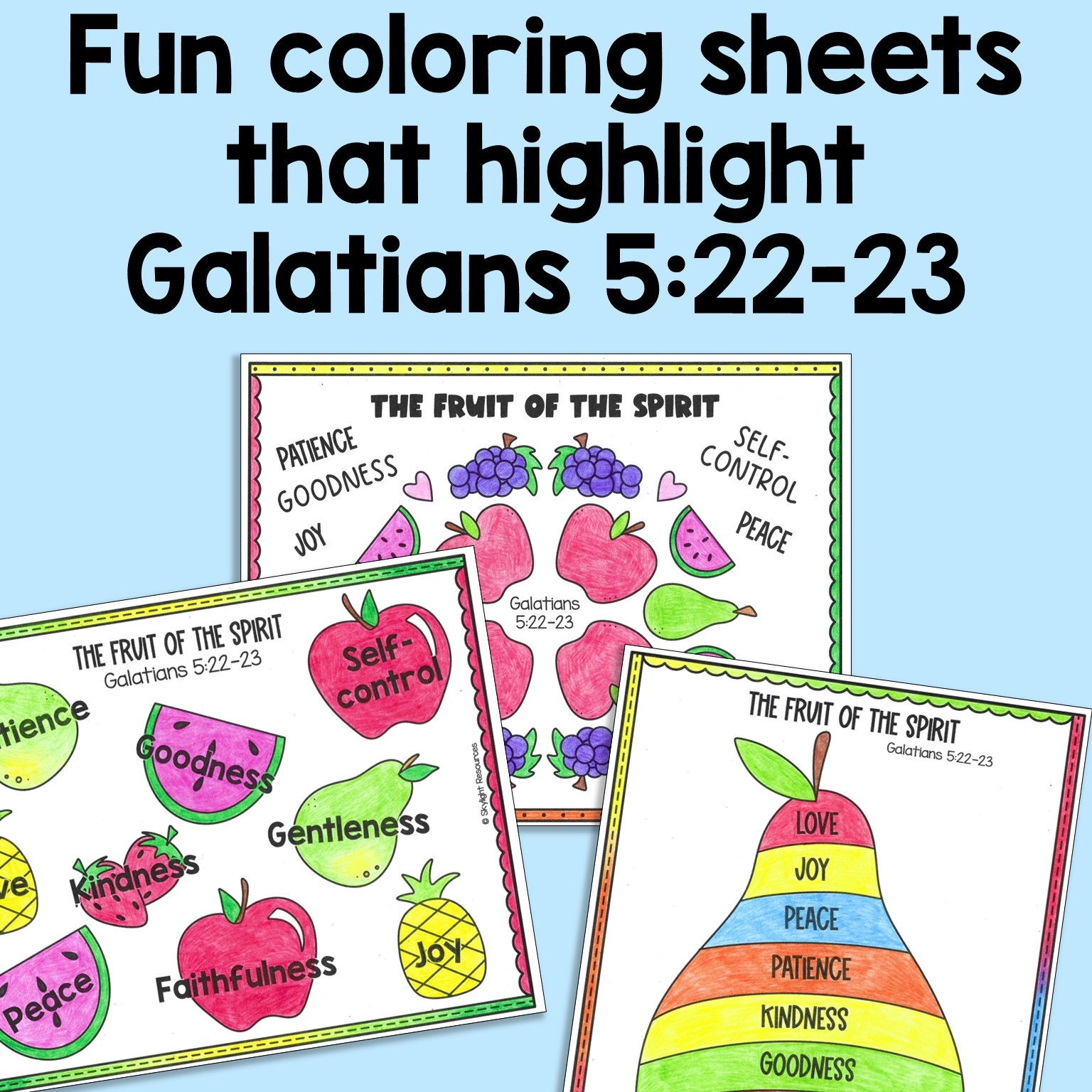 Fruit of the Spirit Bible Verse Coloring Sheets Christian Kids Coloring ...
