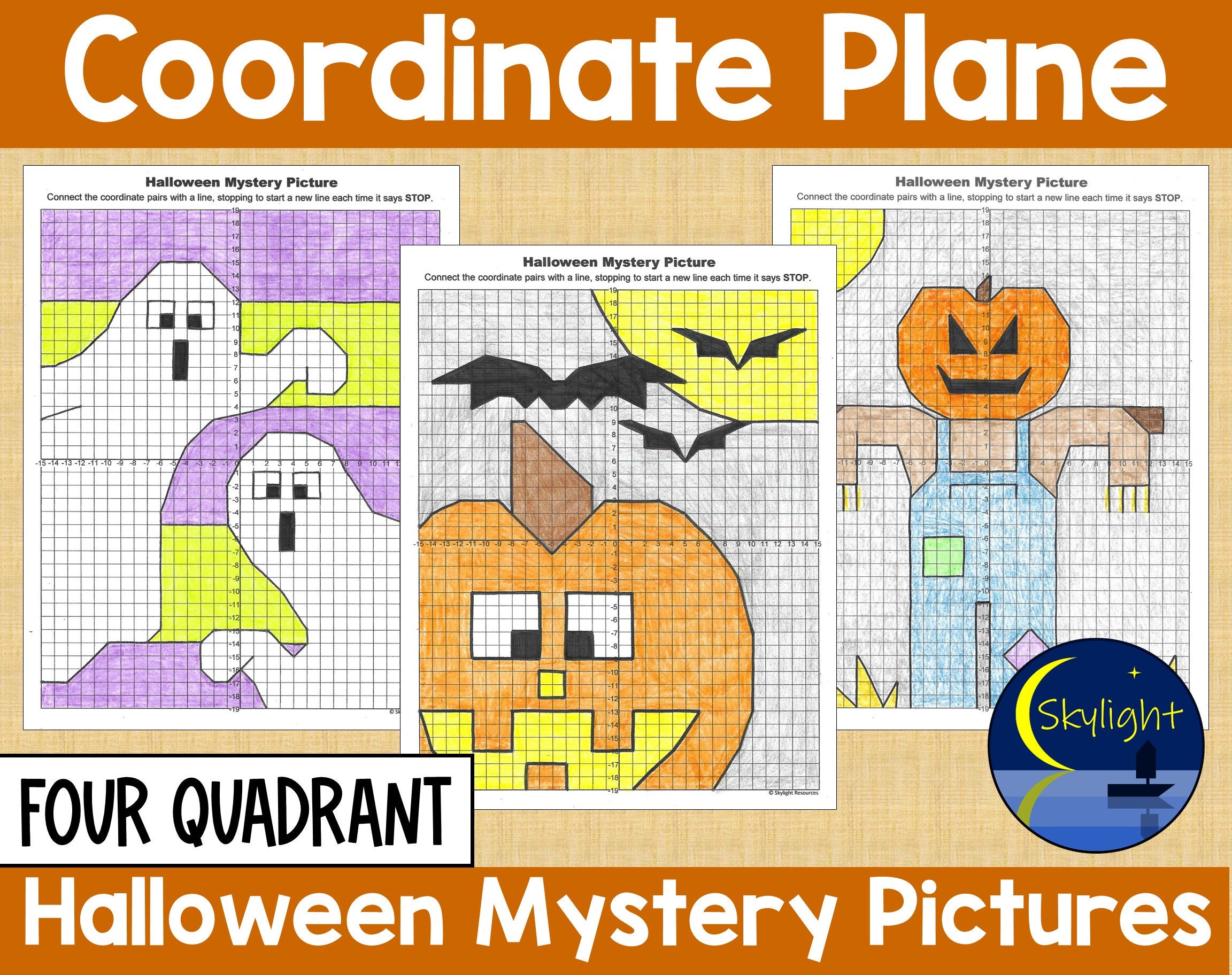 Halloween Four Quadrant Coordinate Plane Graphing Pictures - Etsy