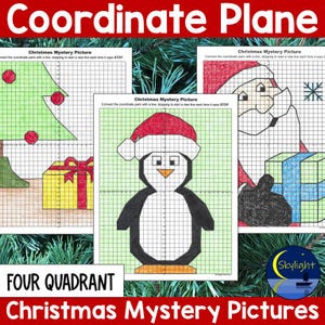 Christmas Coordinate Plane Mystery Graphing Pictures Four Quadrant - Etsy