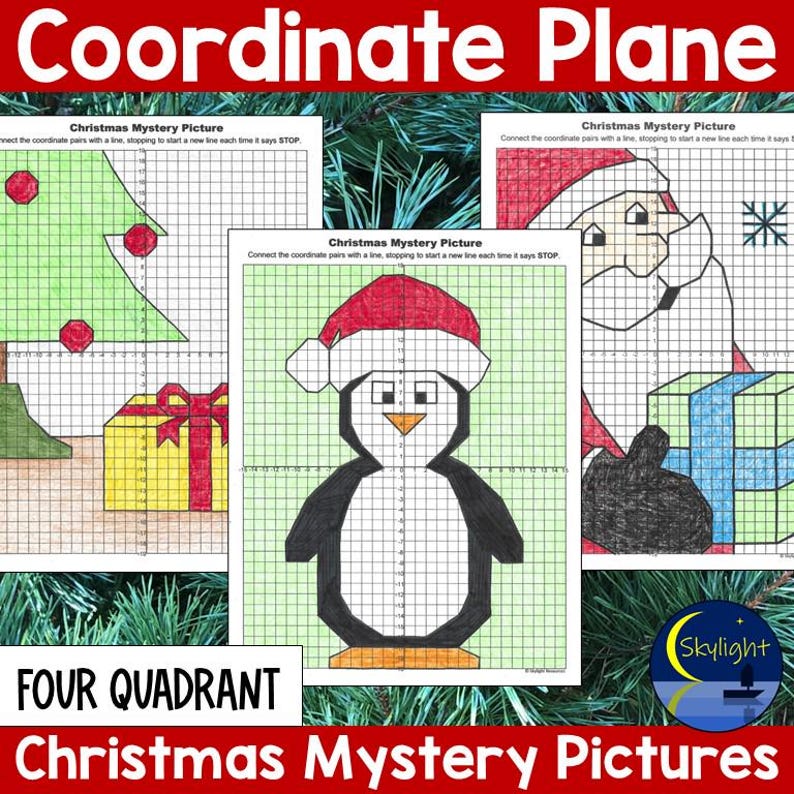 Christmas Coordinate Plane Mystery Graphing Pictures Four Quadrant - Etsy