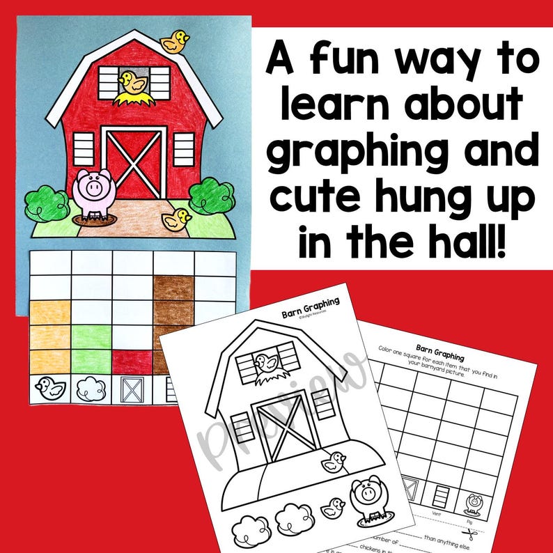 Barn and Animals Graphing | Fun Farm Math Craft Activity for Kids - Etsy