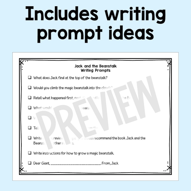 Jack and the Beanstalk Fun Writing Craft With Prompts - Etsy